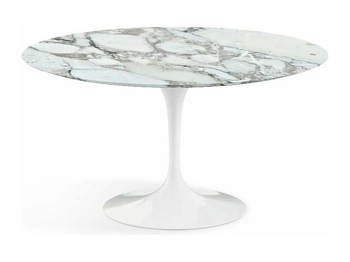 Table tulipe ronde en marbre-Plateau Marbre Arabescato-Diamètre 110 cm ...