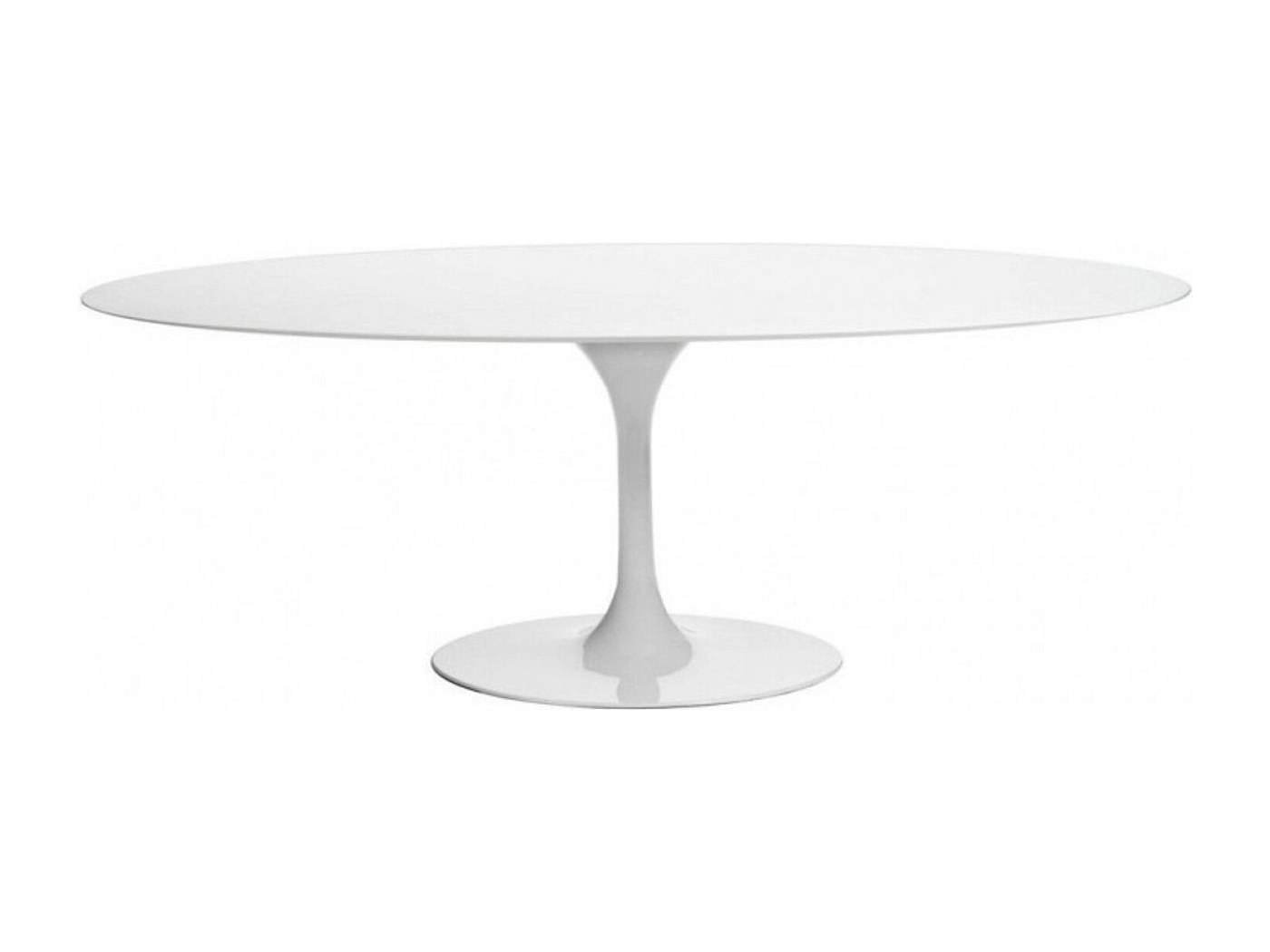 Table tulipe ronde extensible-Plateau Blanc mat-Largeur 100/145 cm ...