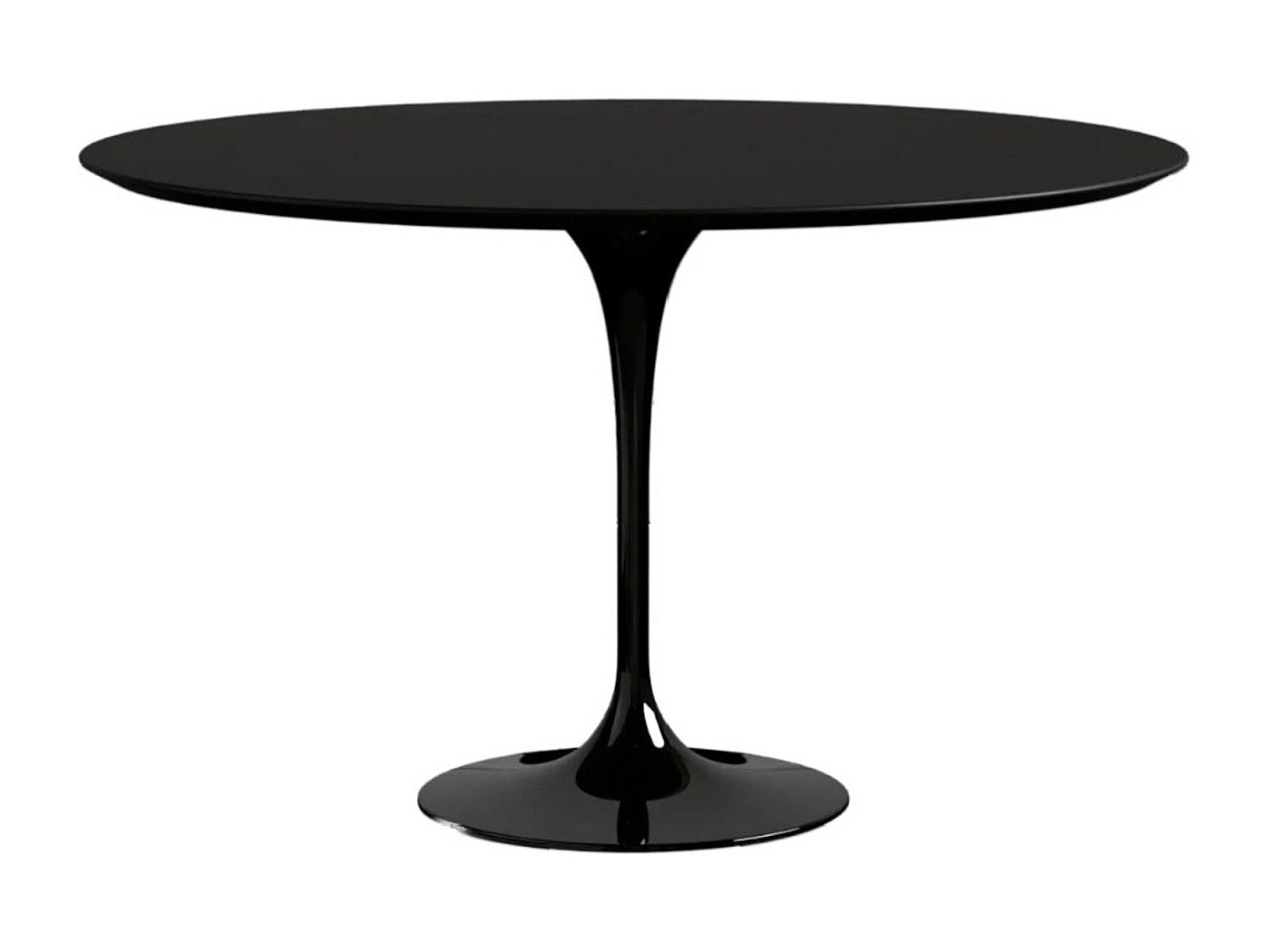 Table tulipe ronde extensible-Plateau Noir mat-Largeur 137/187 cm ...
