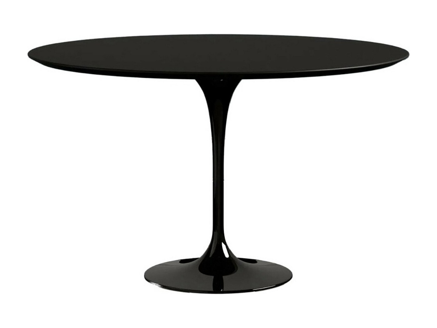 Table tulipe ronde extensible-Plateau Noir mat-Largeur 107/152 cm ...