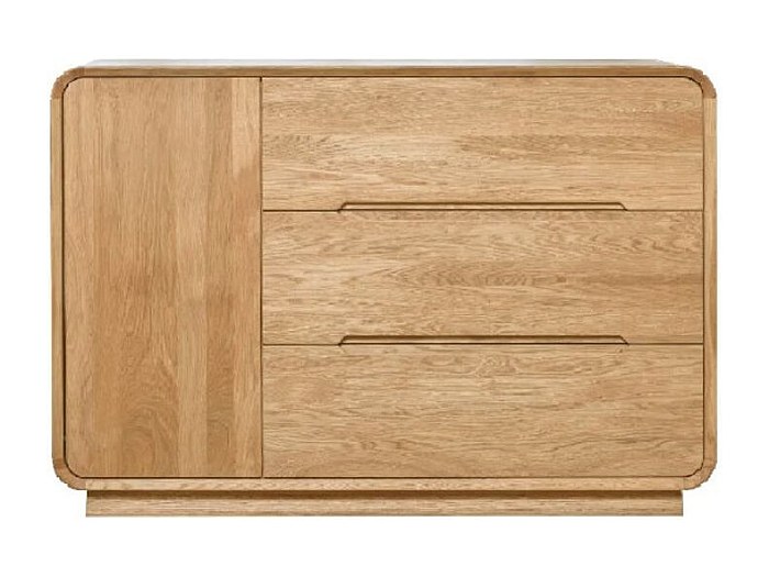 Commode en chêne massif 1 porte 3 tiroirs Manola 120cm