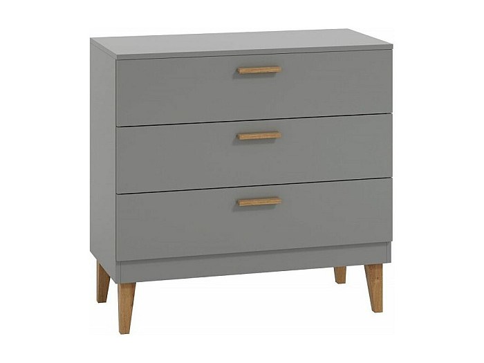 Commode grise et pieds en bois de chêne Blanka