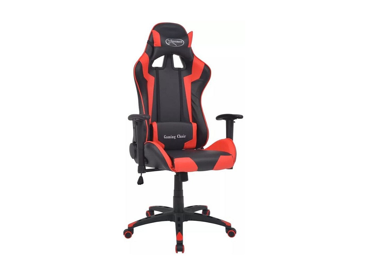 Chaise de bureau avec accoudoirs similicuir rouge et noir Fergia