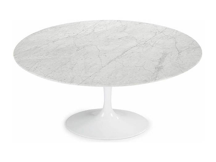 Table tulipe ronde en marbre-Plateau Marbre blanc Carrara-Diamètre 110 ...