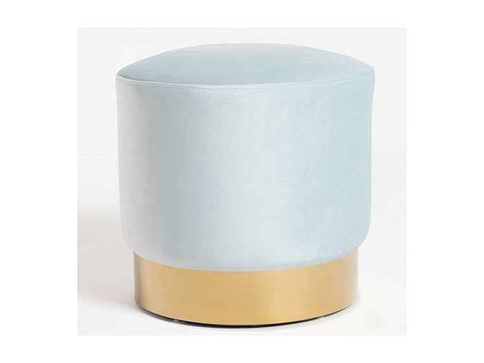 Puff Kila 39cm redondo de terciopelo azul cielo con base de metal ...
