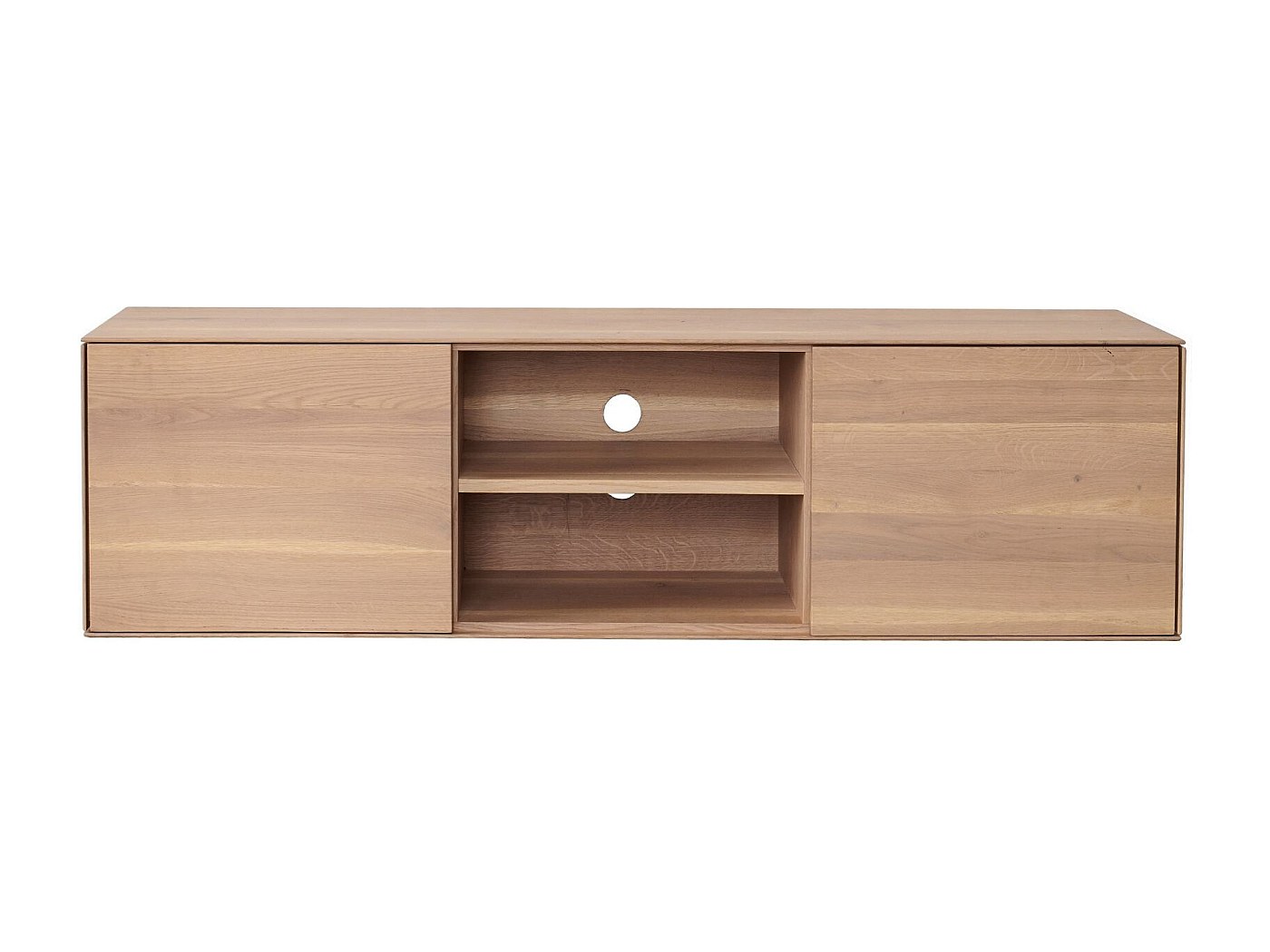 Meuble TV bas 2 portes en chêne naturel - FILIGRAME