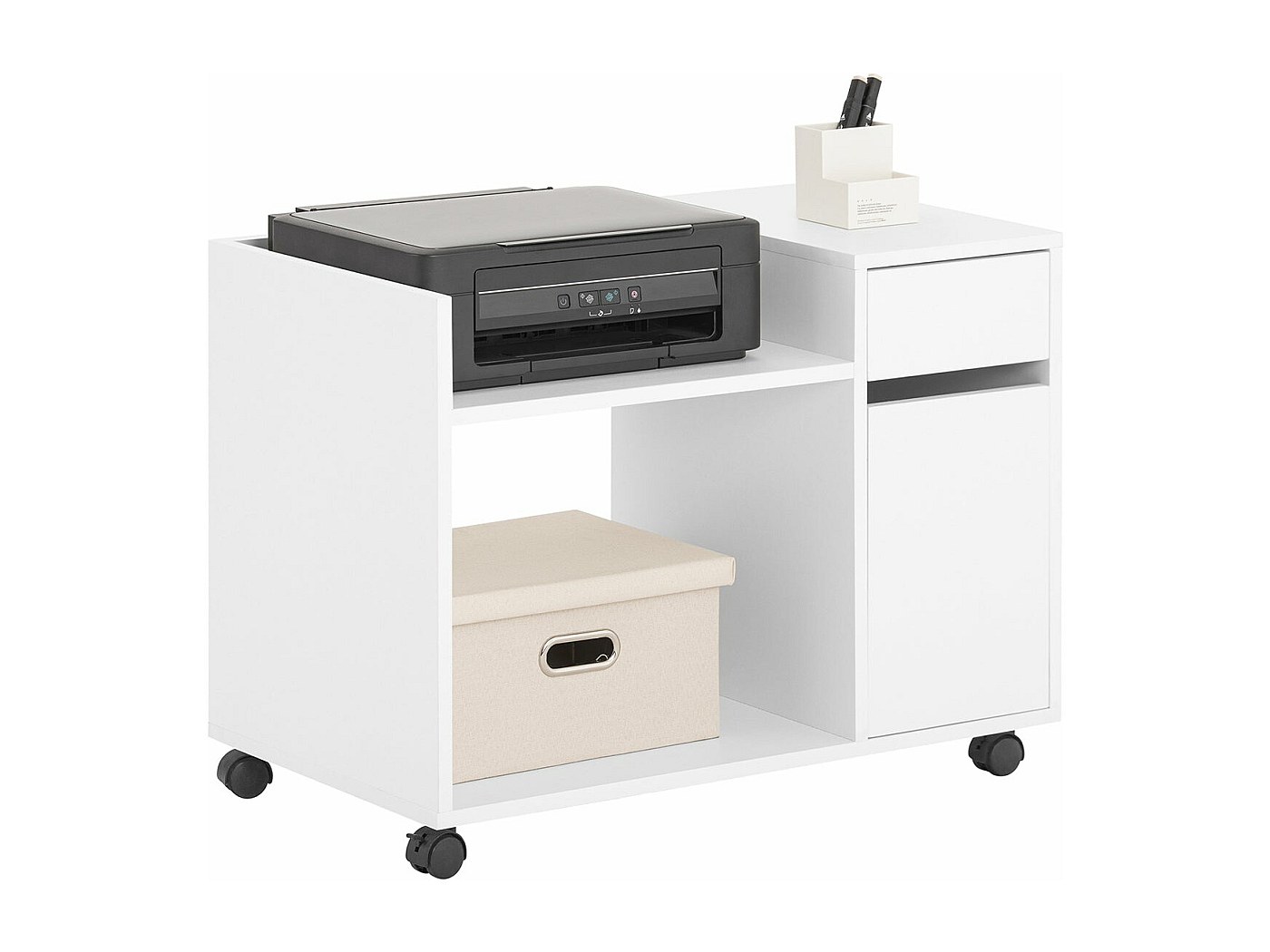 SoBuy ASK02-W Caisson de Bureau à Roulettes, Support Imprimante Roulant ...