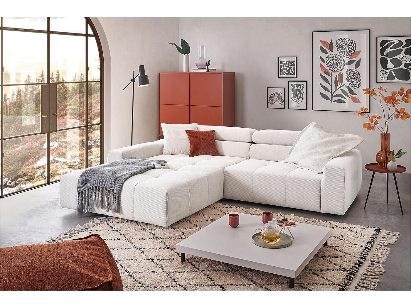 Canapé - blanc velours côtelé - RENO