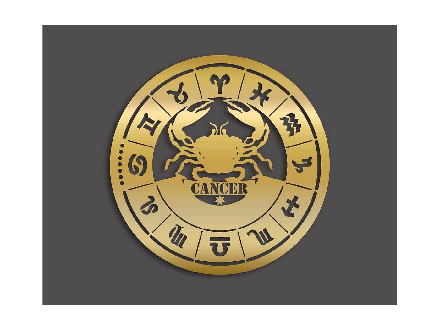 Metalen Decoratie Kreeft Horoscoop 2, Goud, 50x0,15x50 cm, EPIKASA