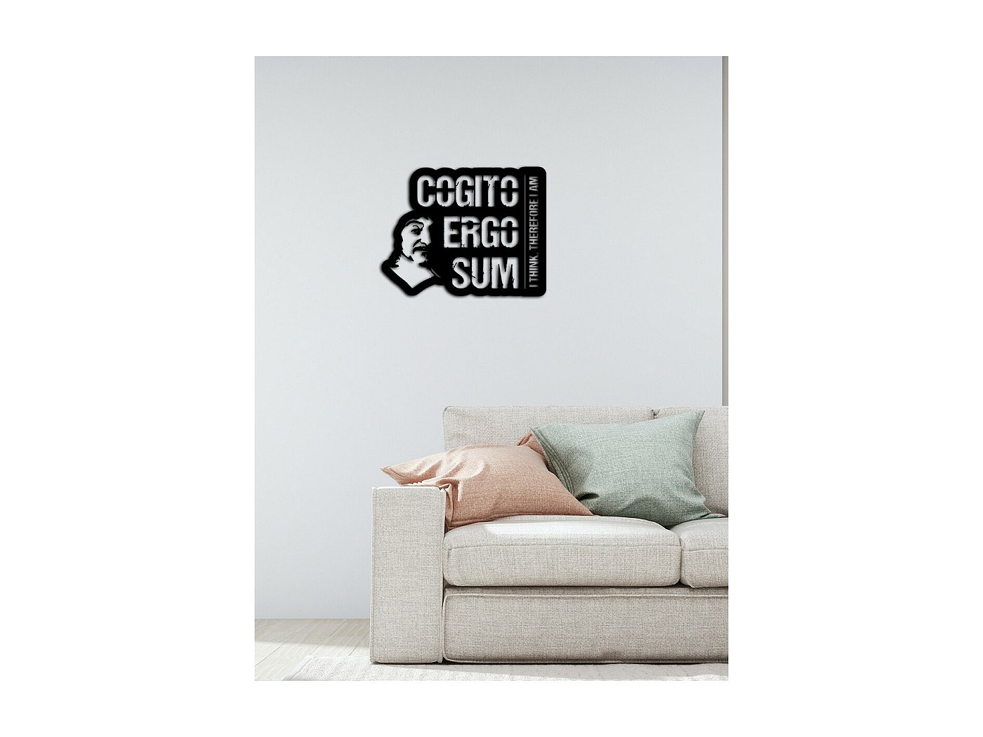 Dekoracja Metalowa Cogito Ergo Sum 1, Czarny, 64x0,15x51 cm cm, EPIKASA