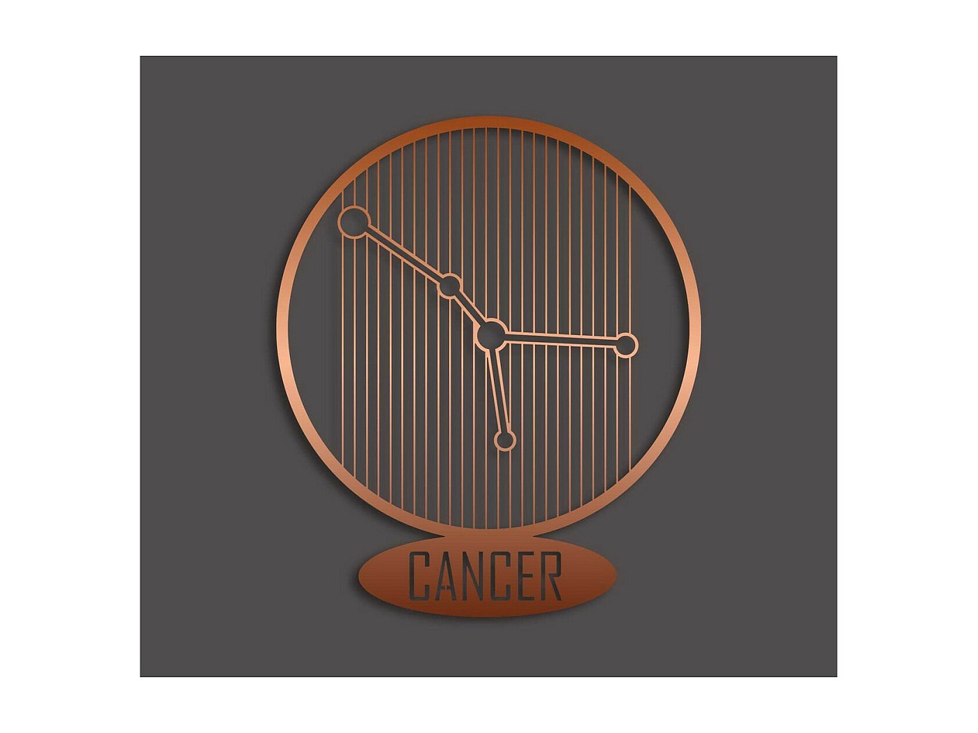 Metalen Decoratie Kreeft Horoscoop 7, Koper, 38x0,15x45 cm, EPIKASA