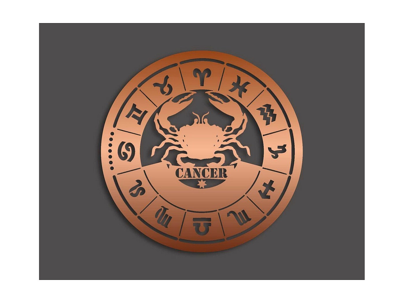 Metalen Decoratie Kreeft Horoscoop 1, Koper, 50x0,15x50 cm, EPIKASA