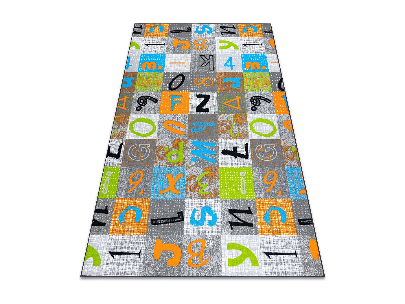 Tapijt voor kinderen JUMPY Patchwork, Letters, Cijfers grijskleuring ...