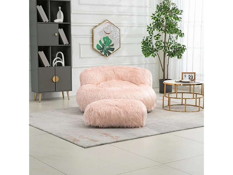 Cómodo mullido Bean Bag Silla con otomana, sillas de acento moderno ...