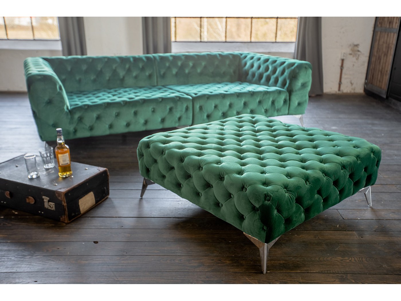 Pouf - Vert Velours - NARLA