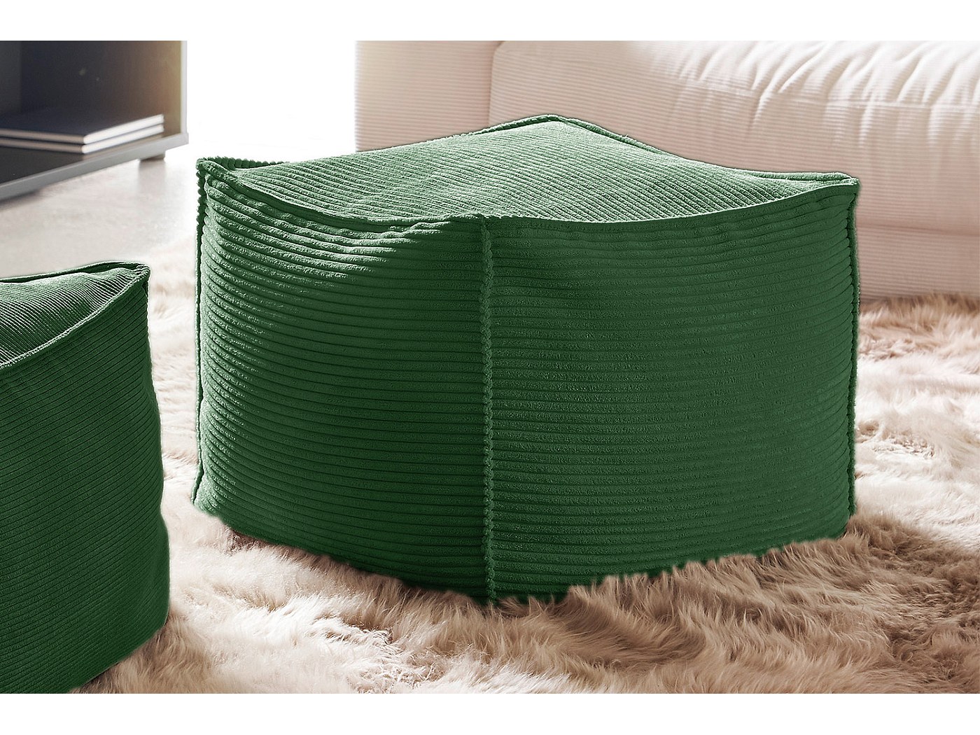 Puff - verde esmeralda pana - ALEA