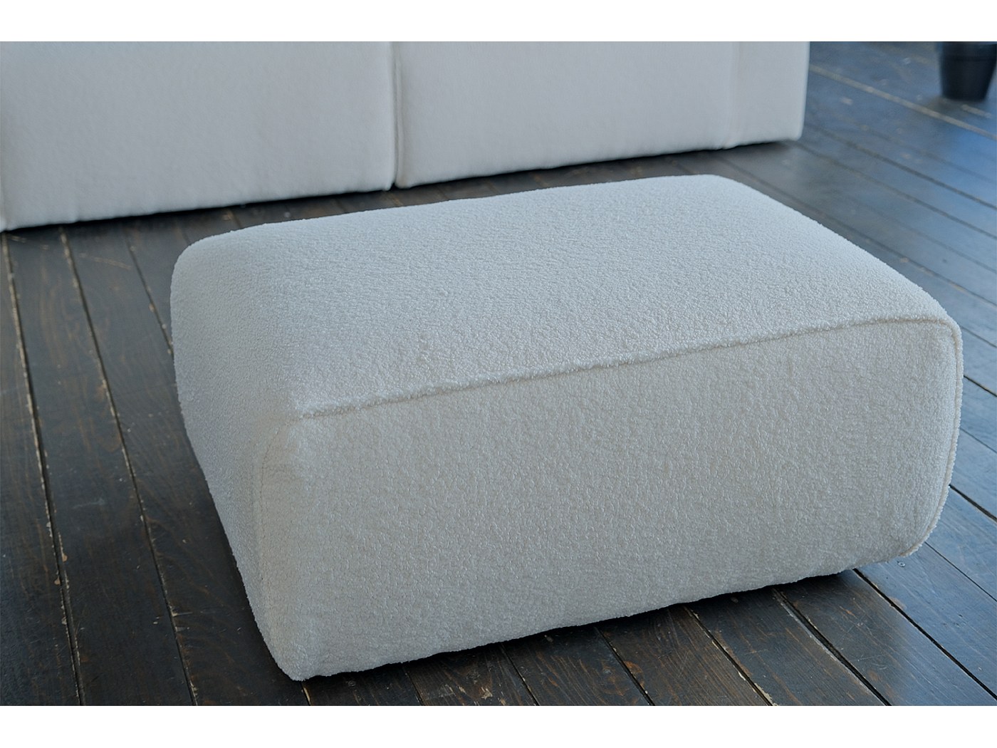 Puff - blanco crema tela tejida - NELE