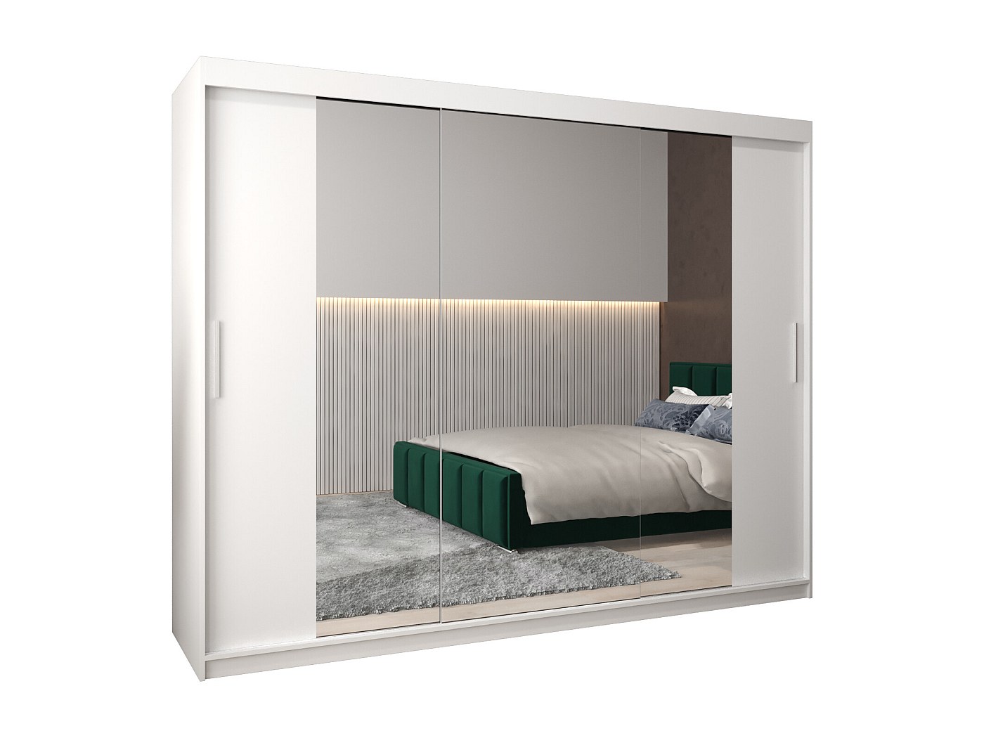 Armadio Tokyo 2 ad ante scorrevoli 200/250/62 3 porte (bianco/bianco)