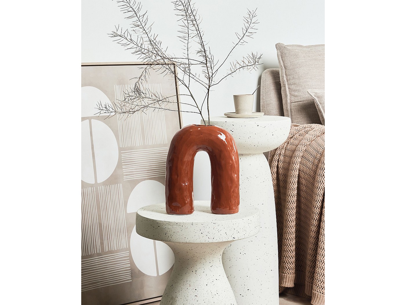 Grès Vase à fleurs 29 cm Marron PERCH