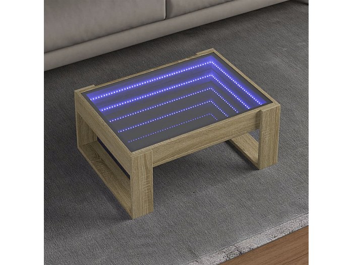 Table basse avec LED infini chêne sonoma 70x53x30 cm