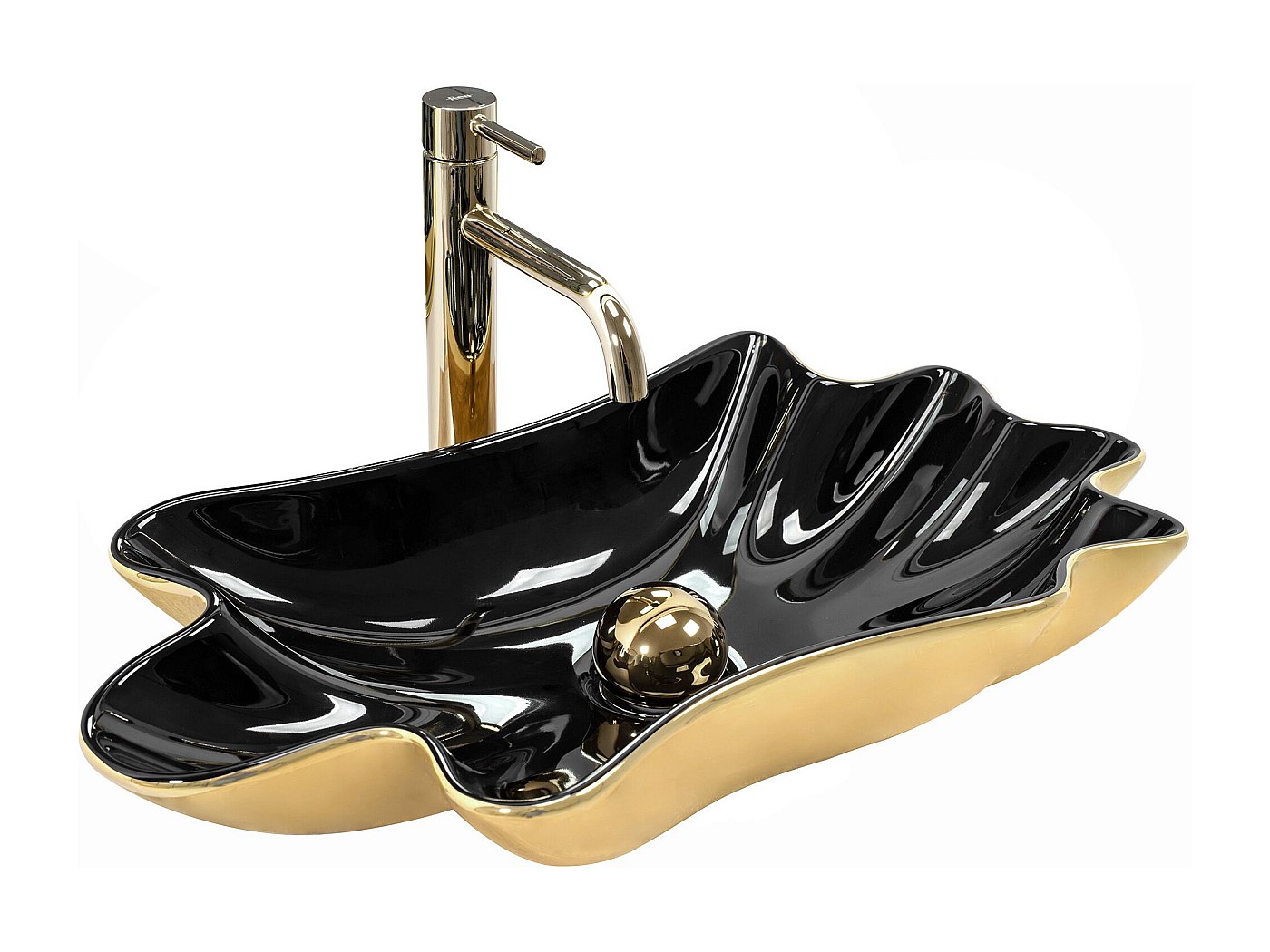 Lavabo Da Appoggio Rea Infinity Black Gold