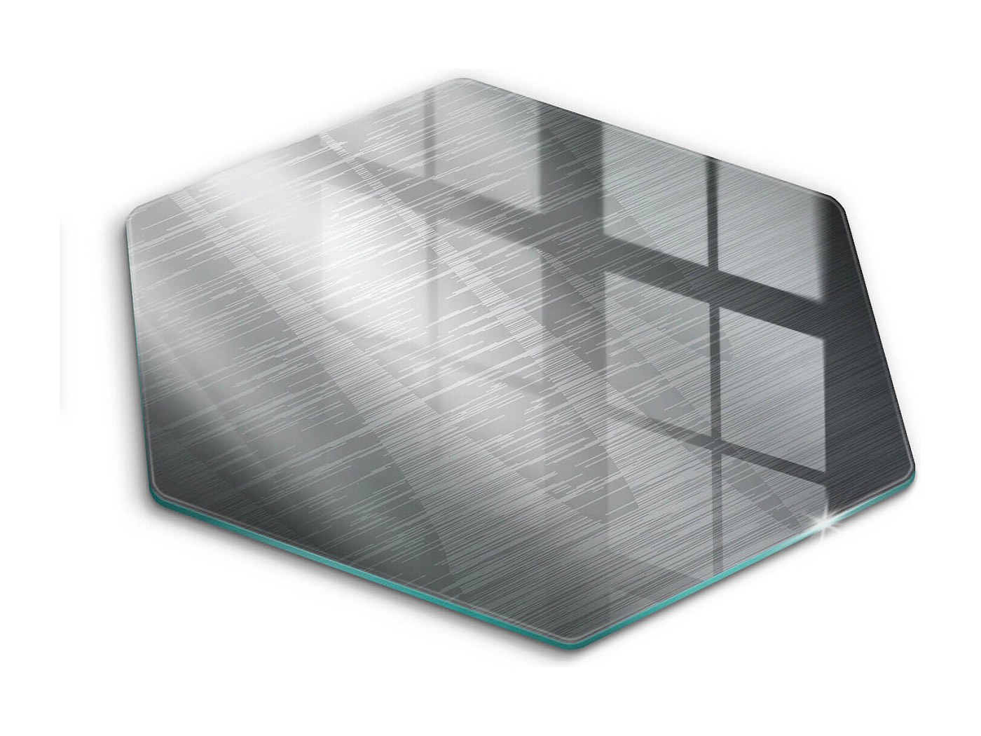 Planche de cuisine hexagonale en verre, 40 cm, texture métal