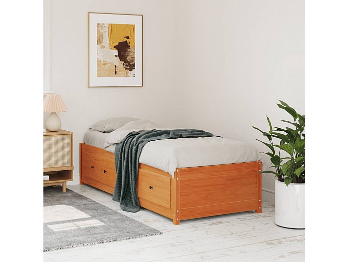 Sofá-cama 75x190 cm madeira de pinho maciça castanho cera