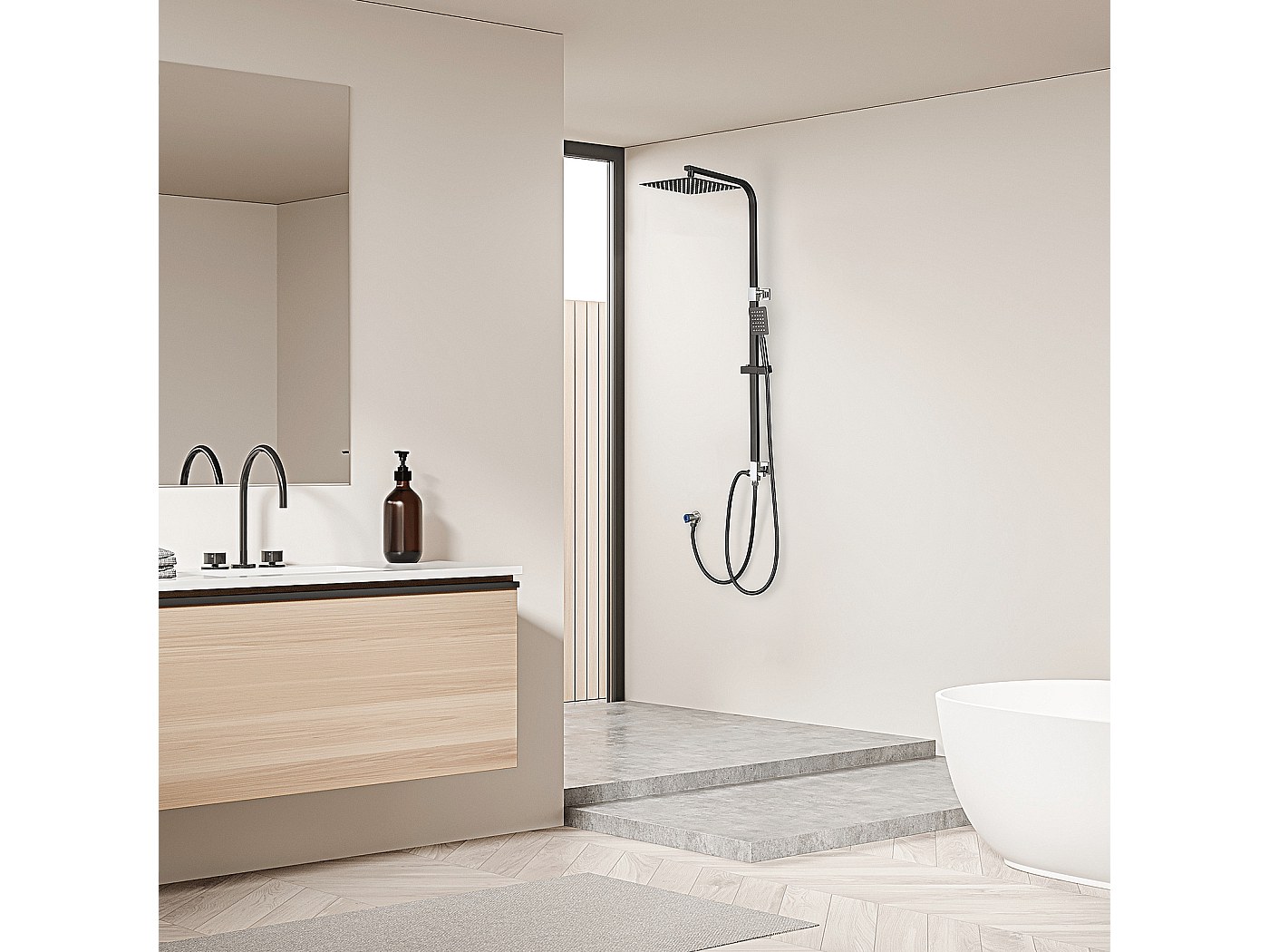 Ensemble de Douche Noir Colonne de Douche en Laiton sans Mitigeur ...