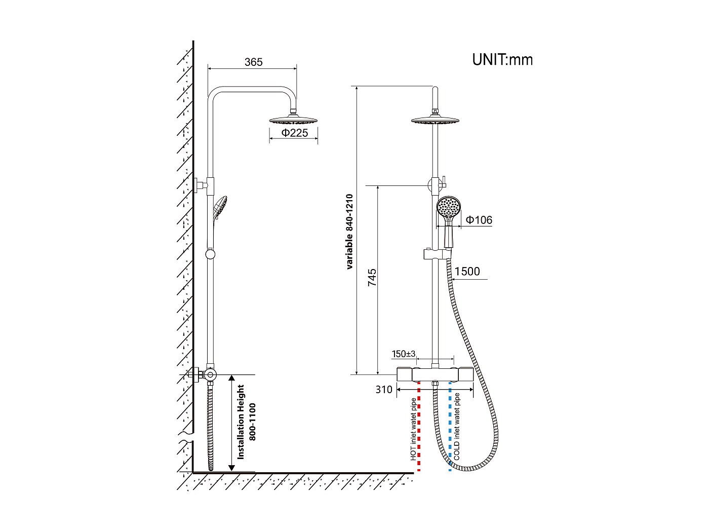 AURALUM MAX Colonne douche avec mitigeur thermostatique,douche pluie ...