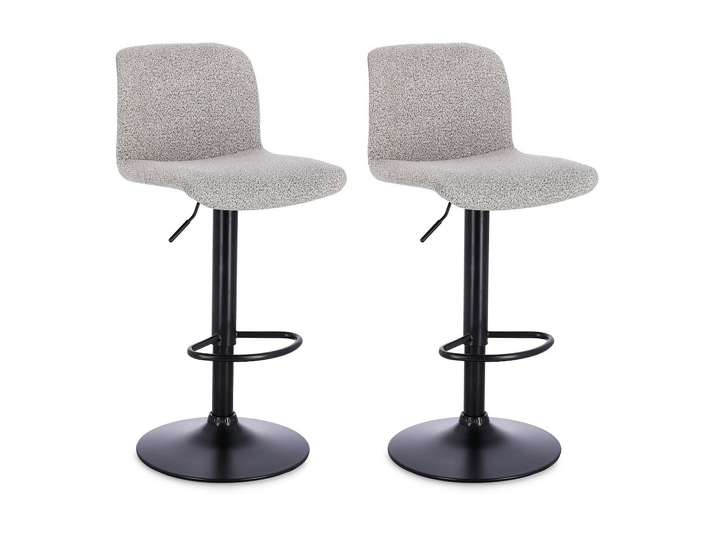 Tabourets de bar réglables en métal noir et tissu (lot de 2) - RAPHAEL