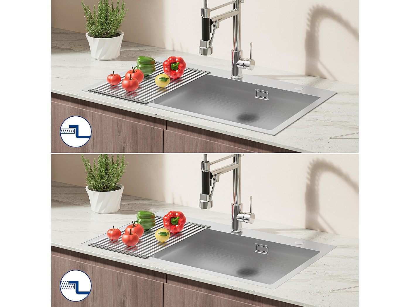 Auralum MAX Aanrecht 1 Bak Geborsteld RVS75*45*19CM-SpoelbakMet ...