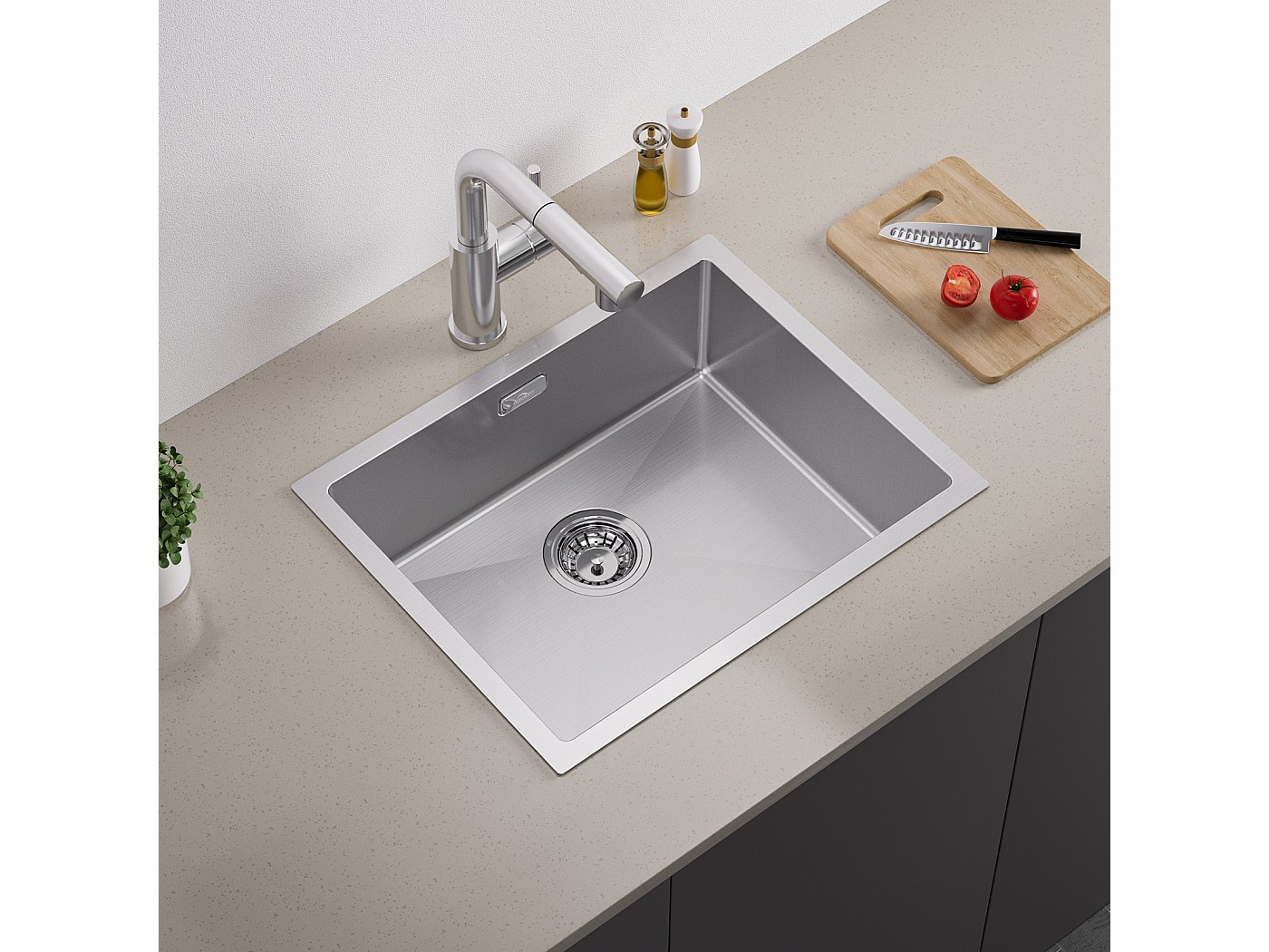 Lavello Cucina 1 Vassoio 55*44*19CM Lavello Montaggio da Incasso,a ...