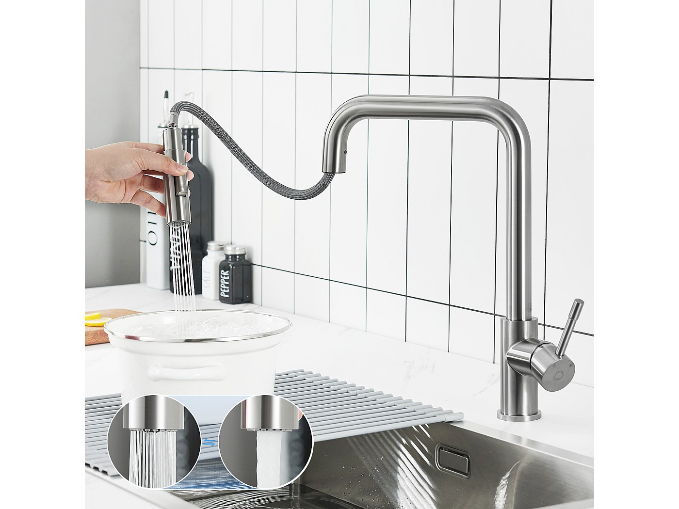 Keukenmengkraan met uittrekbare spray Cecipa max - 360° draaibare ...