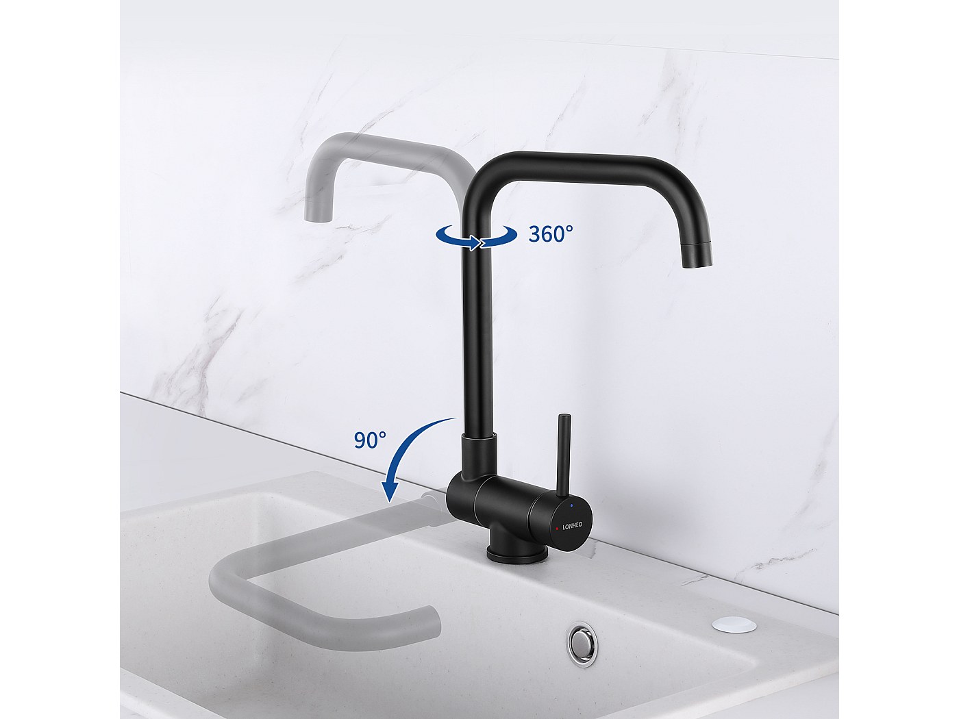 360° Draaibare Opklapbare Keukenkraan Warm Koud Water Keukenkraan ...