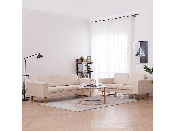 Set Divani 2 pz in Tessuto Crema