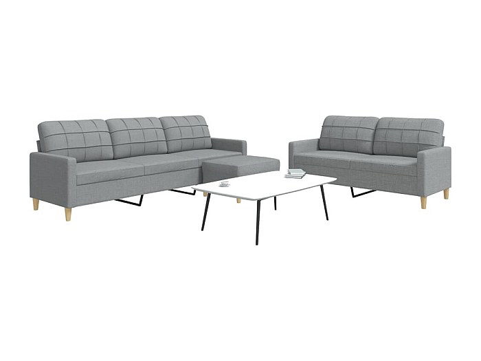 Ensemble de canapés 3 pcs avec repose-pied gris clair tissu