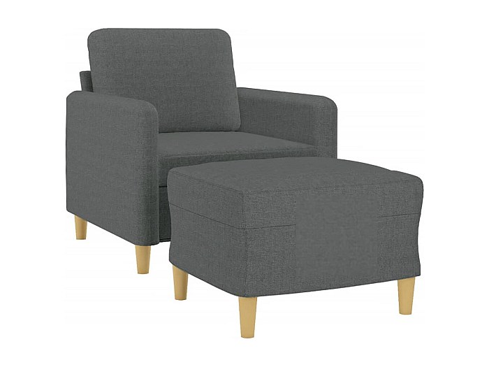 Sillón con taburete tela gris oscuro 60 cm