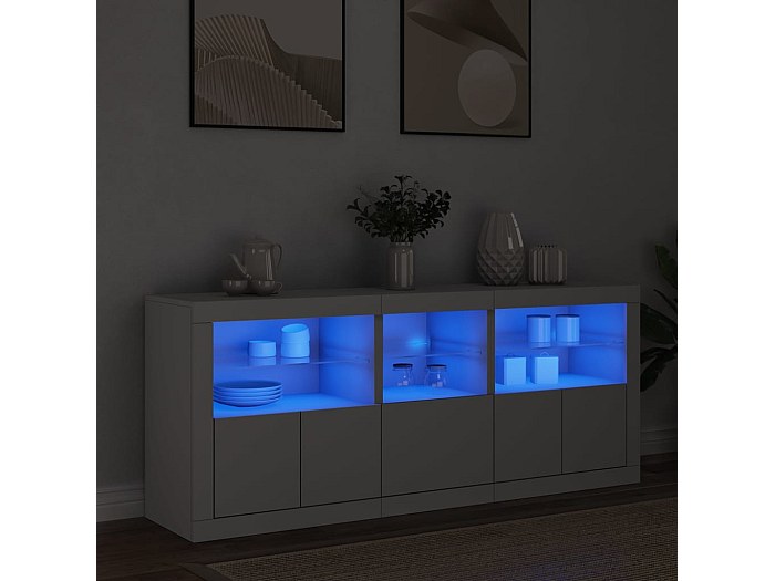 Aparador con luces LED blanco 162x37x67 cm