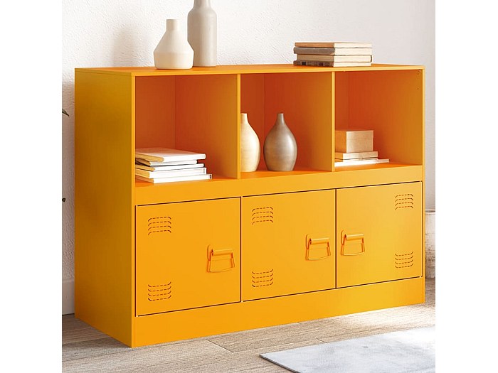 Credenza Giallo Senape 99x39x73 cm in Acciaio