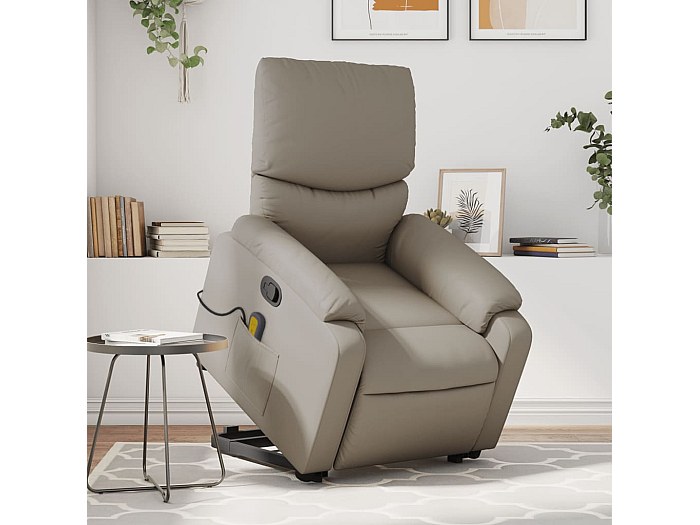 Poltrona Alzapersone Massaggi Reclinabile Cappuccino Similpelle