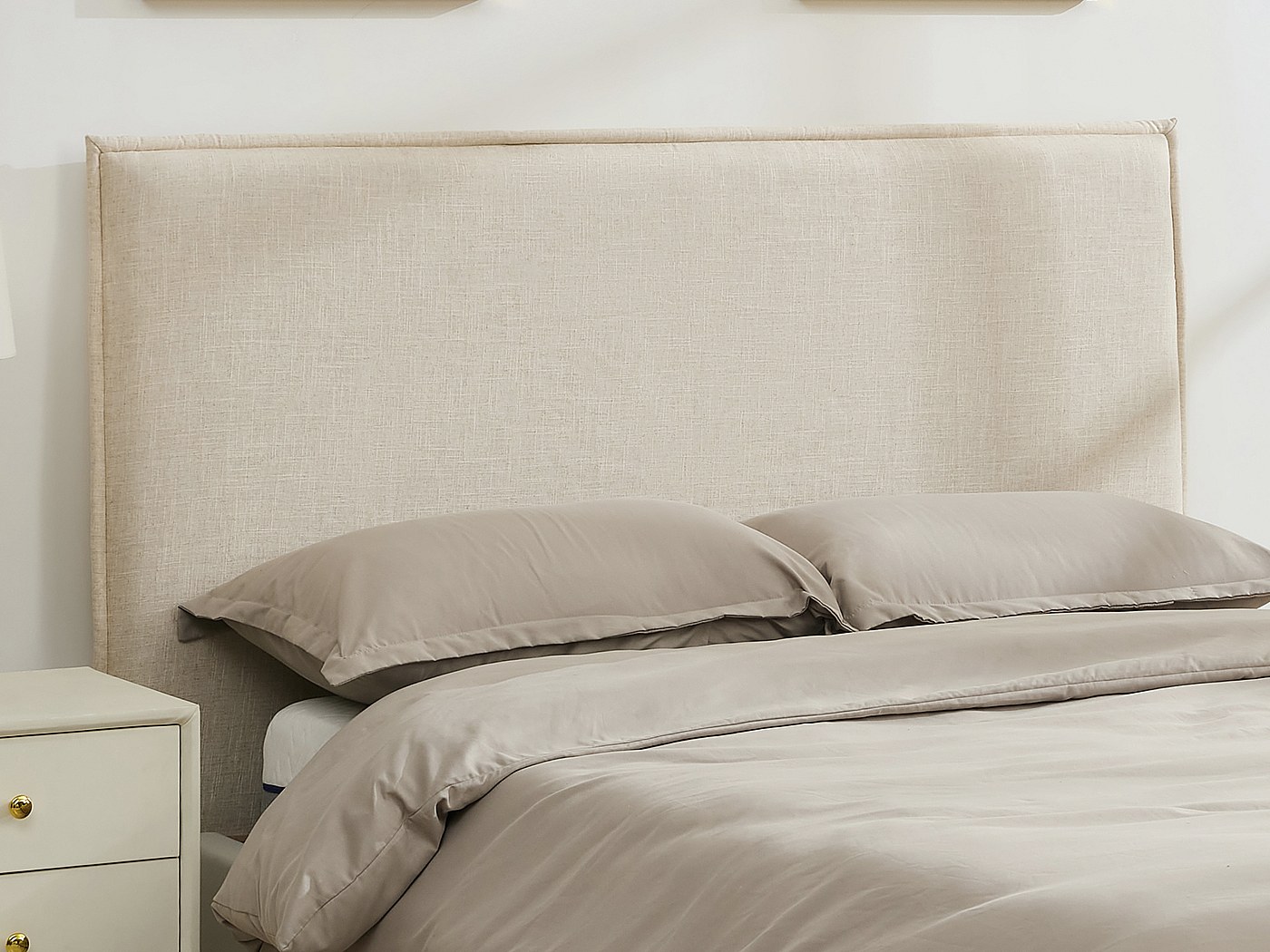 Cabecero desenfundable de 170 cm en algodón y lino en color beige - TAHIME