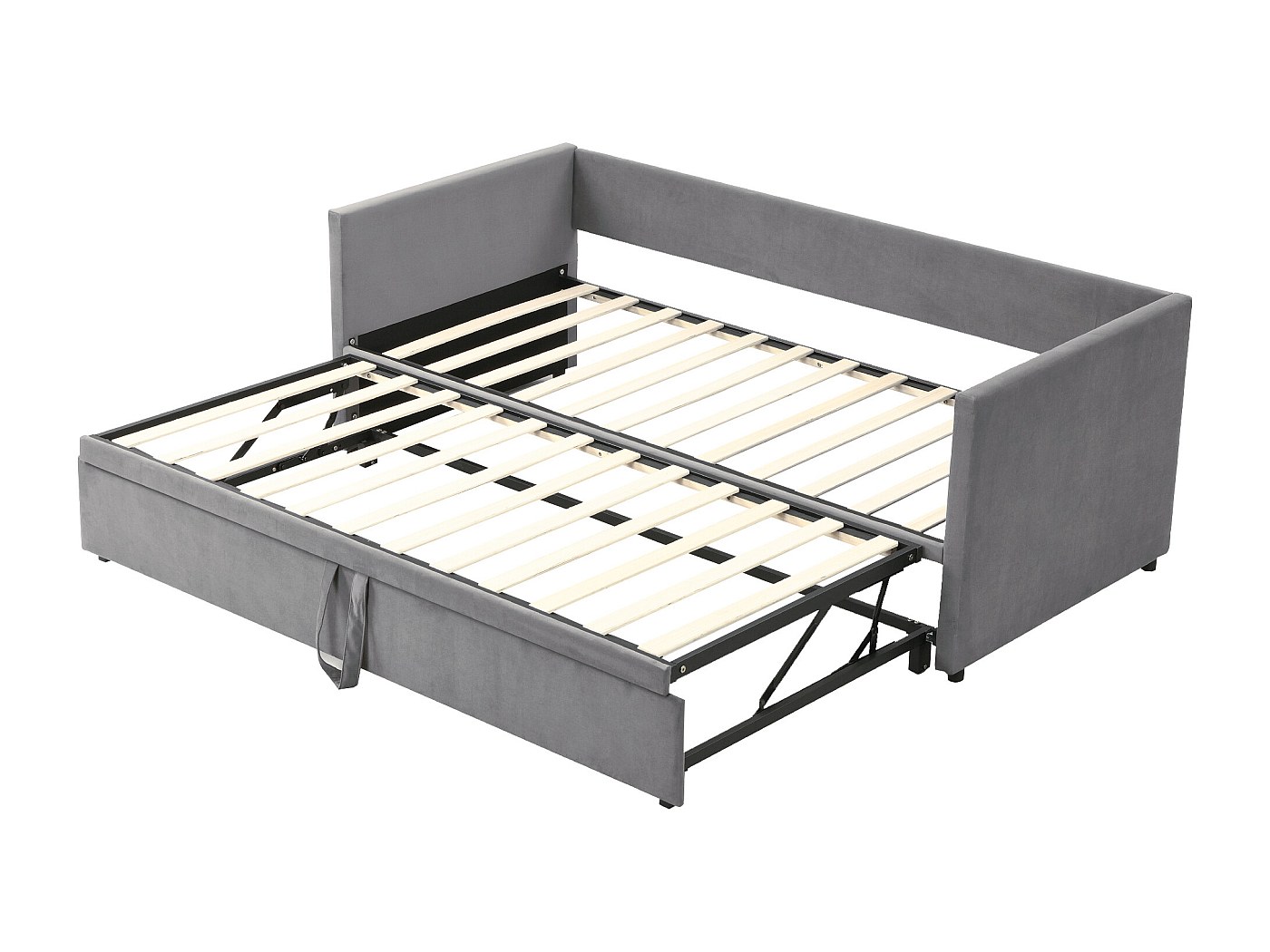 Lit gigogne 90/180x200cm, lit capitonné canapé-lit extensible avec ...