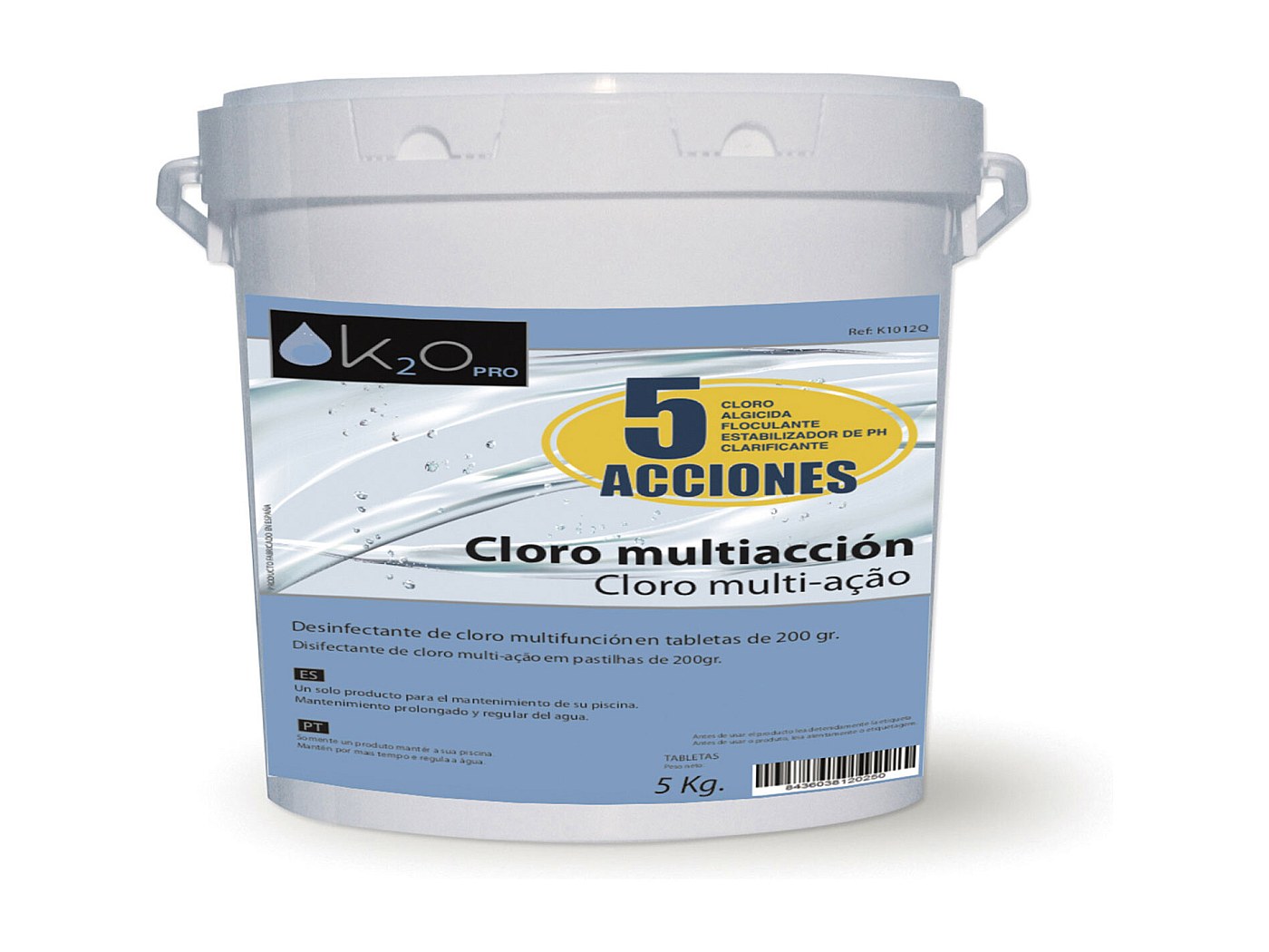 Tabletas de Cloro K20 Multifunción 5 en 1 Bote 5 kg | Tabletas de 200 ...