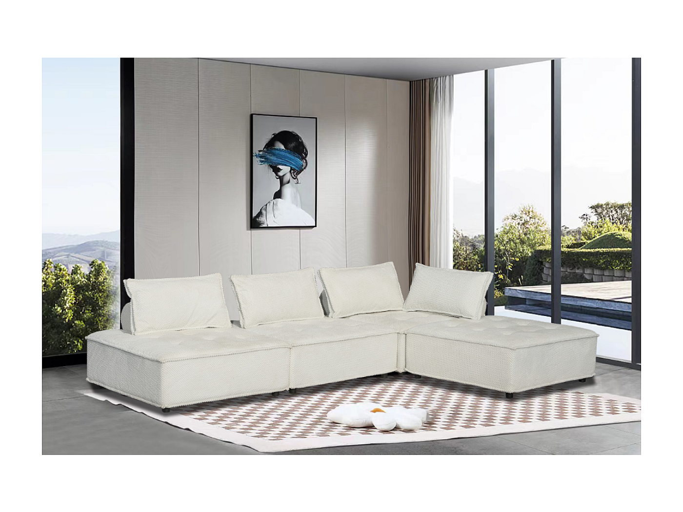 Sofá rinconera 4 plazas blanco STAVA