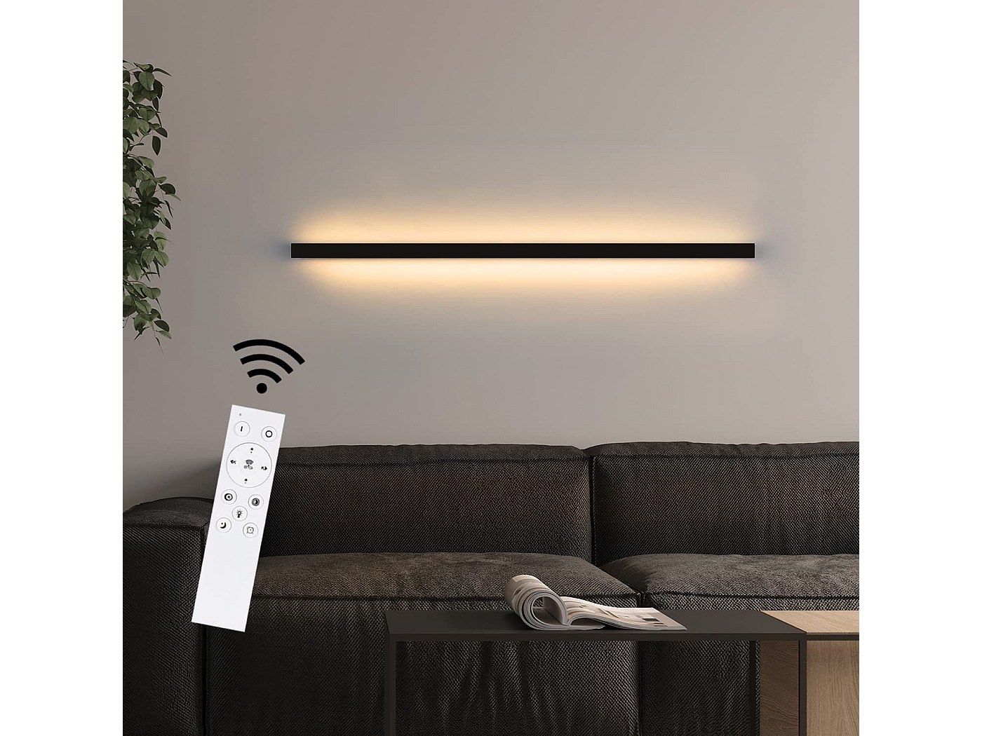 NETTLIFE Applique murale LED pour intérieur, noir, variable, 100 cm ...