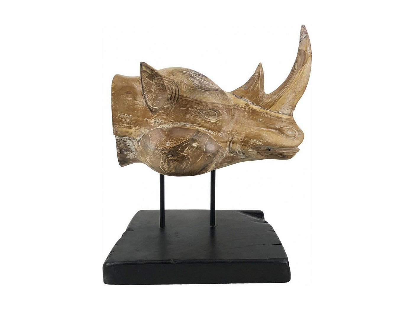 Sculture Rhinocéros Bois Marron 40x40x45cm