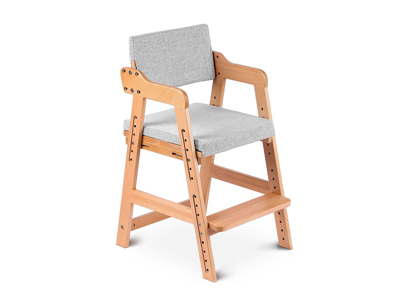 Baby High Woech Wood High Chair, 6 alturas ajustáveis, almofadas ...