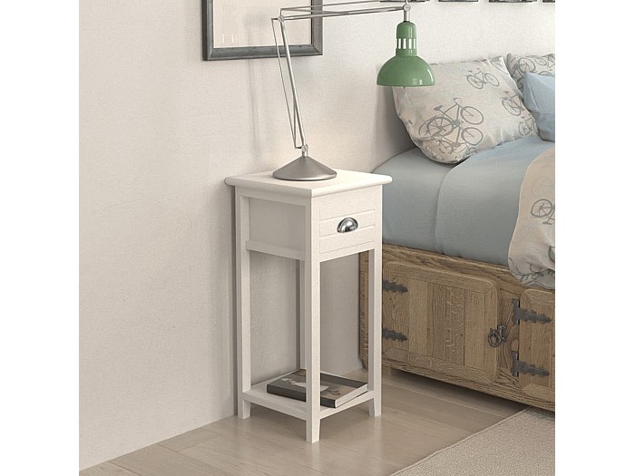 Ullina Comodino con 1 Cassetto Bianco