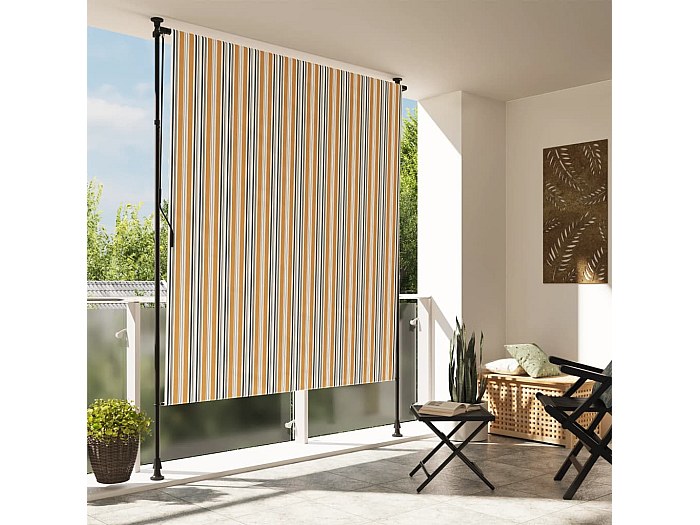 Estore de rolo exterior 150x270 cm tecido/aço amarelo e branco