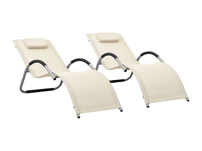 Set di 2 poltrone lounge in Textilene color crema e grigio